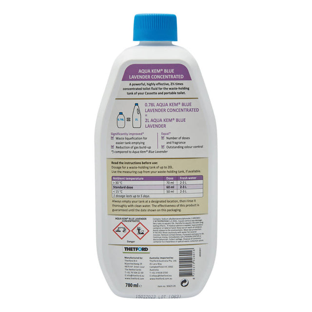 Thetford Aqua Kem Blue Concentrate Toilet Additive 780ml - Clean and ...